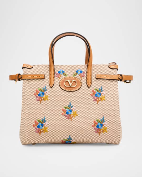 Valentino Garavani Antibes Small Embroidered Canvas Top-Handle Bag ...