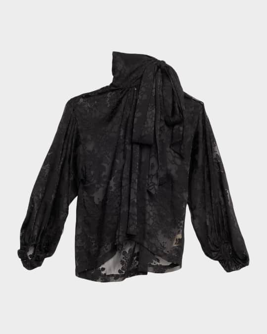 L'Agence Rhett Burnout Satin Blouse | Neiman Marcus