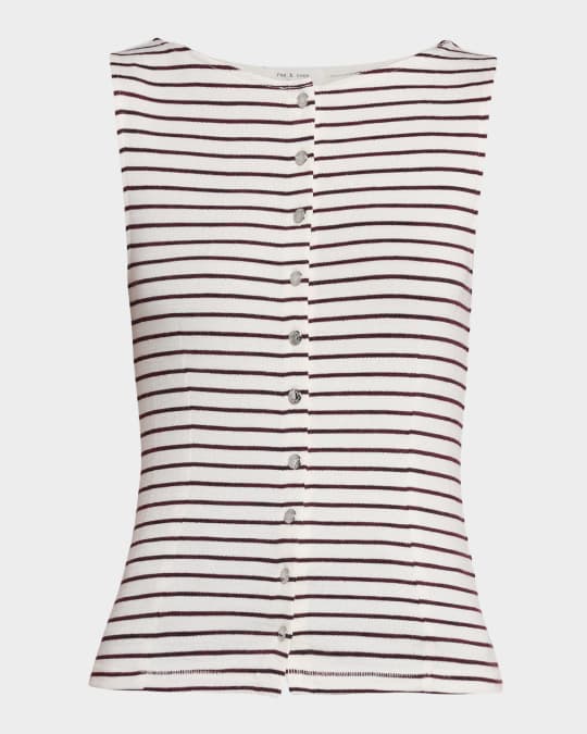 Rag & Bone The Knit Stripe Boat-Neck Tank Top | Neiman Marcus