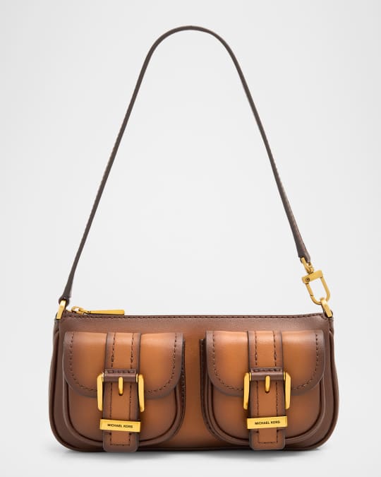 MICHAEL Michael Kors Zoe Small Burnished Leather Pochette Shoulder Bag ...