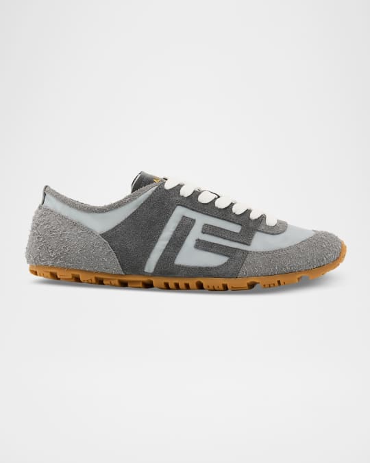 Balmain Men's Racer 45 Suede & Nylon Low-Top Sneakers | Neiman Marcus