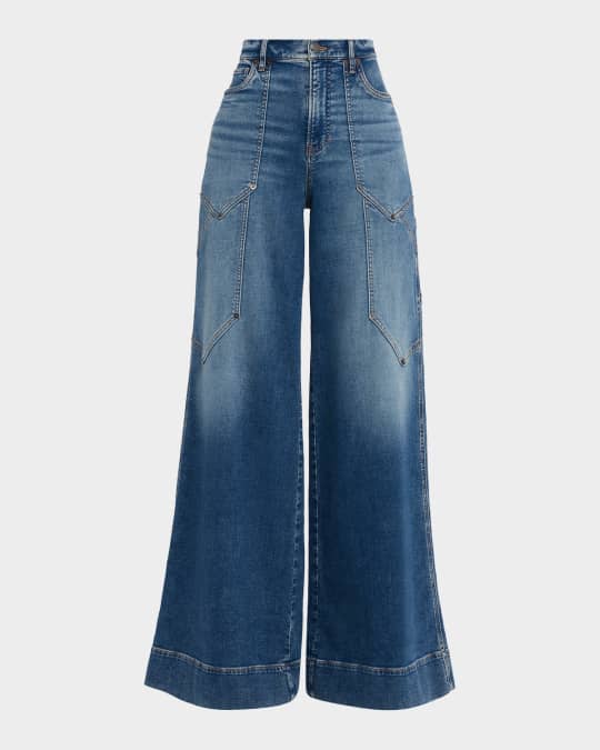 Veronica Beard Freddy Wide-Leg Cargo Jeans | Neiman Marcus