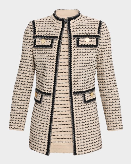Misook Zigzag-Trim Textured Knit Jacket | Neiman Marcus