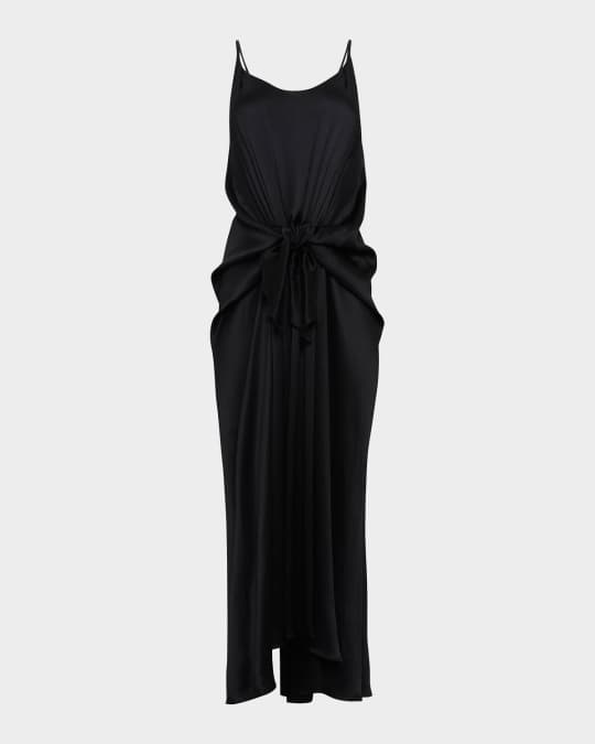 JW Anderson Sleeveless Knotted Crinkle Silk Maxi Dress | Neiman Marcus