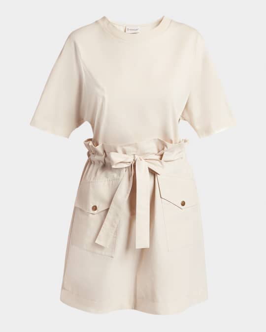 Moncler Short-Sleeve Combo T-Shirt Dress | Neiman Marcus