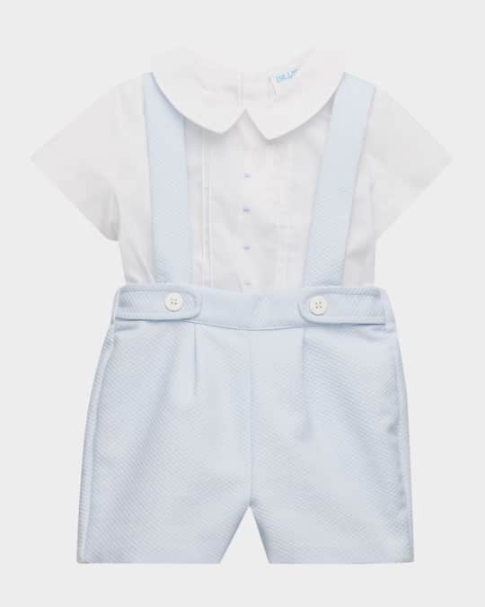 Luli & Me Boy's Pintucked Cotton Shirt & Overalls Set, Size 12M-24M ...