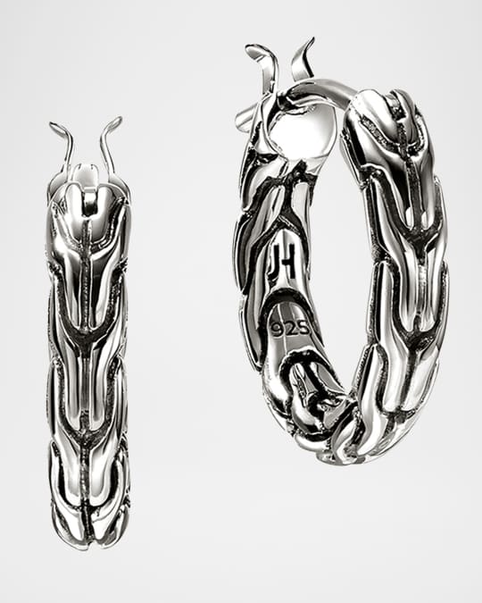 John Hardy Sterling Silver JH Essential Hoop Earrings, 14mm | Neiman Marcus