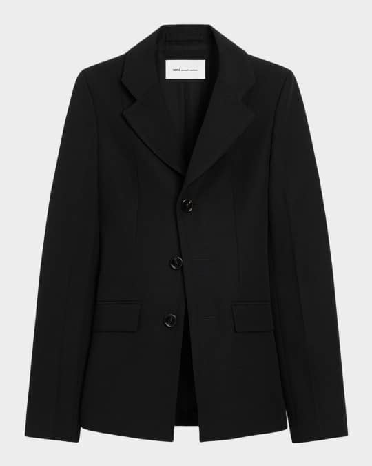 Ami Paris Single-Breasted Slim Wool Blazer Jacket | Neiman Marcus