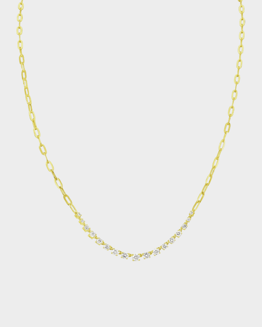 Meira T 14K Yellow Gold & Diamond Paper Clip Chain Necklace | Neiman Marcus
