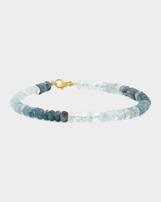 JIA JIA Oracle 14K Yellow Gold & Moss Aquamarine Beaded Bracelet ...