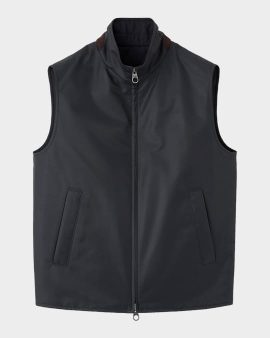 Loro Piana Men's Grian Reversible Full-Zip Vest | Neiman Marcus