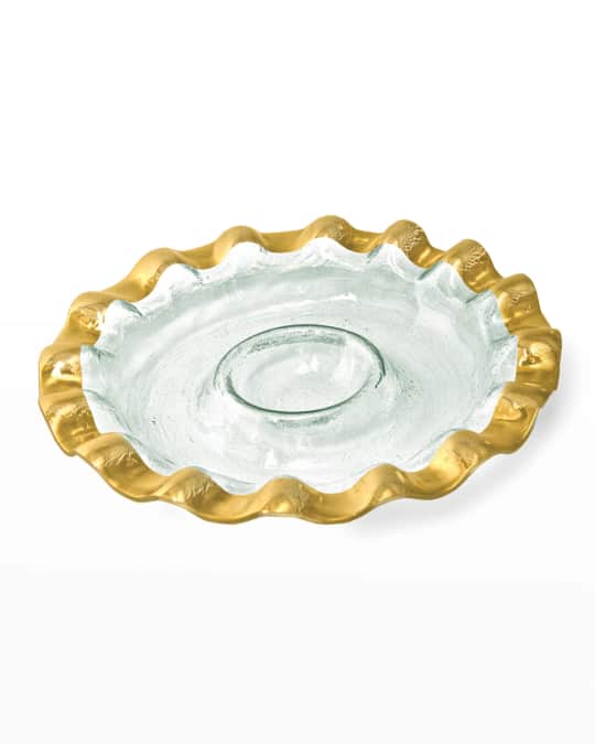 Annieglass Ruffle Gold Chip & Dip Server | Neiman Marcus