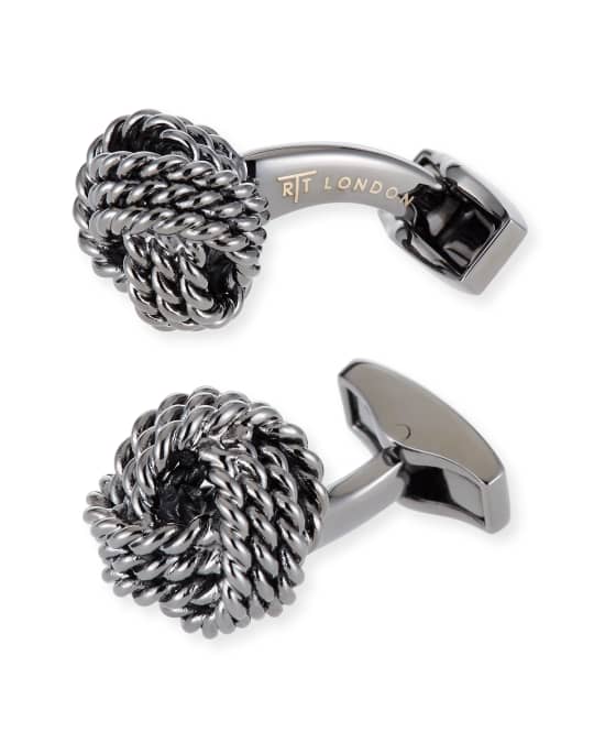 Tateossian Knot Round Cuff Links, Gunmetal | Neiman Marcus