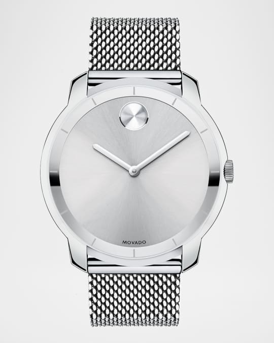 Movado Bold 44mm Bold Watch with Mesh Bracelet, Silver | Neiman Marcus