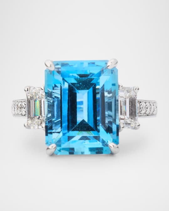 Robert Erich Platinum Aquamarine and Diamond Ring, Size 6 | Neiman Marcus