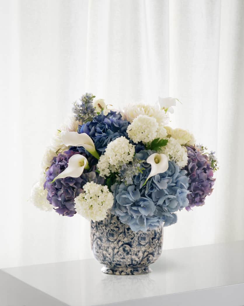 Winward Home Dahlia and Calla in Cache Pot | Neiman Marcus