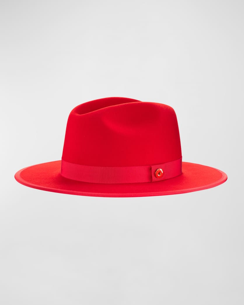 Men's Queen Red-Brim Wool Fedora Hat | Neiman Marcus