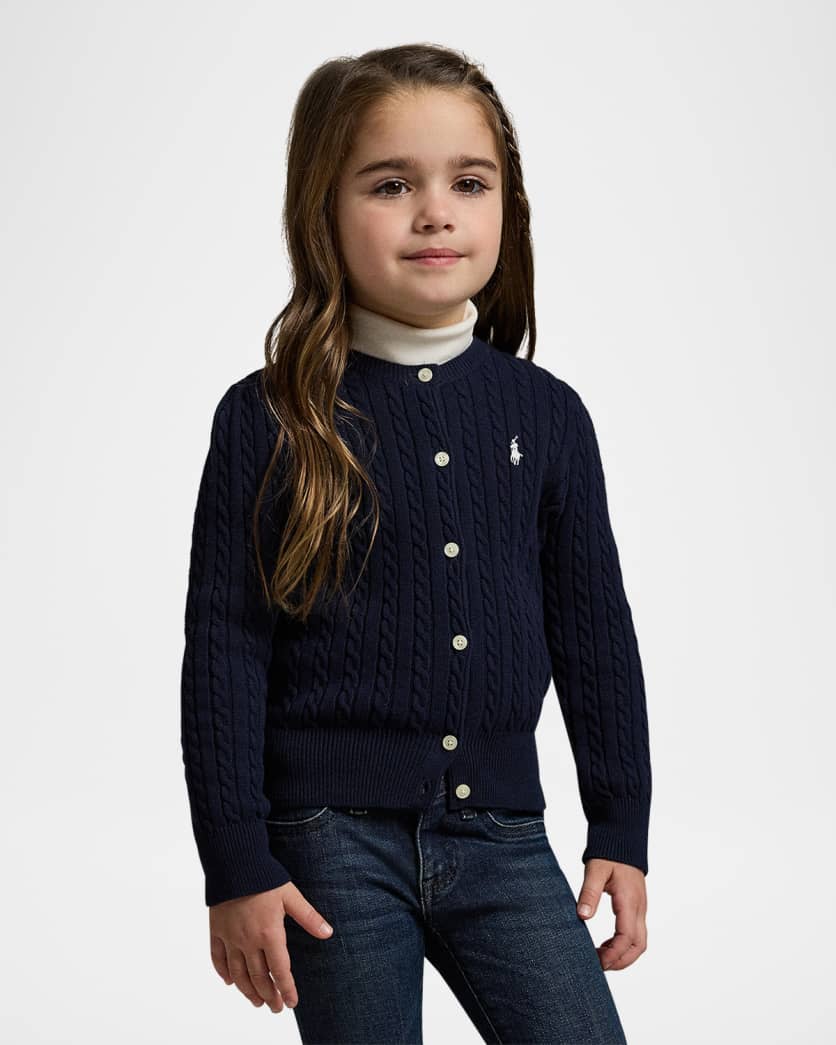Polo Ralph Lauren Girl's Cable-Knit Ribbed Cardigan, Size 2-6X | Neiman ...