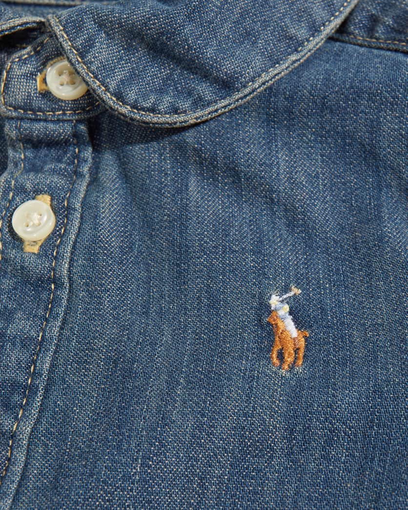 Polo Ralph Lauren Girl's Belted Fit-and-Flare Denim Shirtdress, Size 3M ...