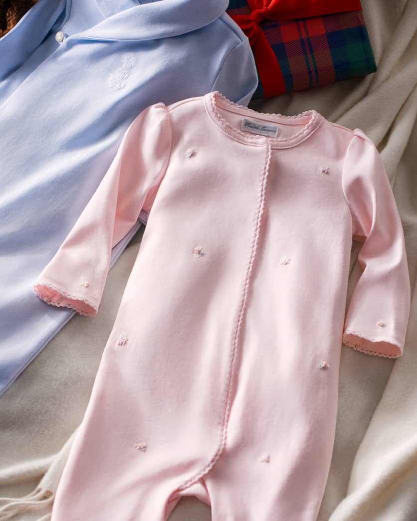 Polo Ralph Lauren Girl's Embroidered Flowers Footie, Size 3M-9M ...