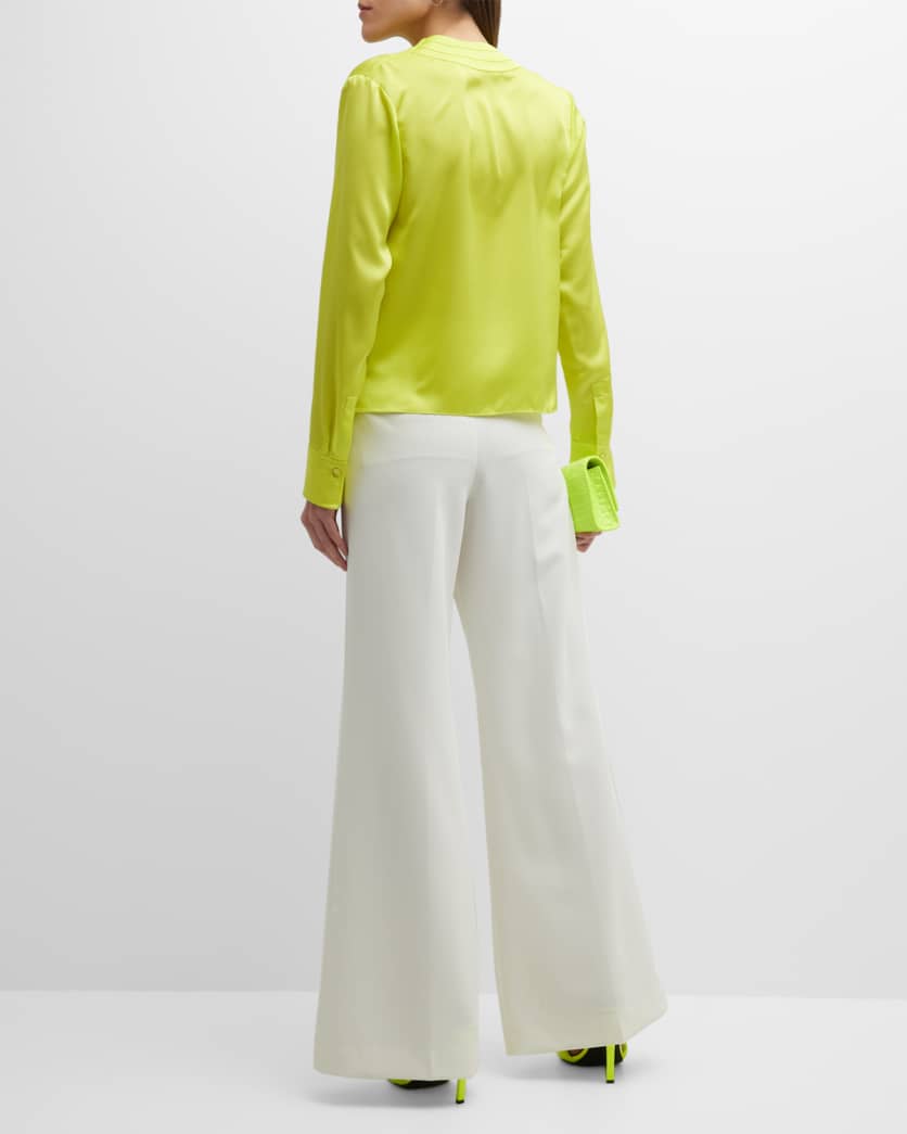Milly Nash High-Rise Wide-Leg Cady Pants | Neiman Marcus