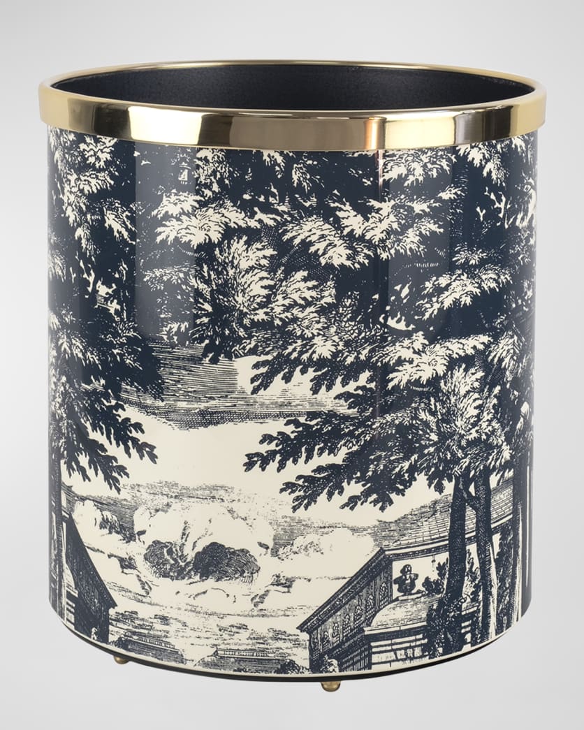 Fornasetti Paper Basket - Giardino Settecentesco Blue Ivory | Neiman Marcus