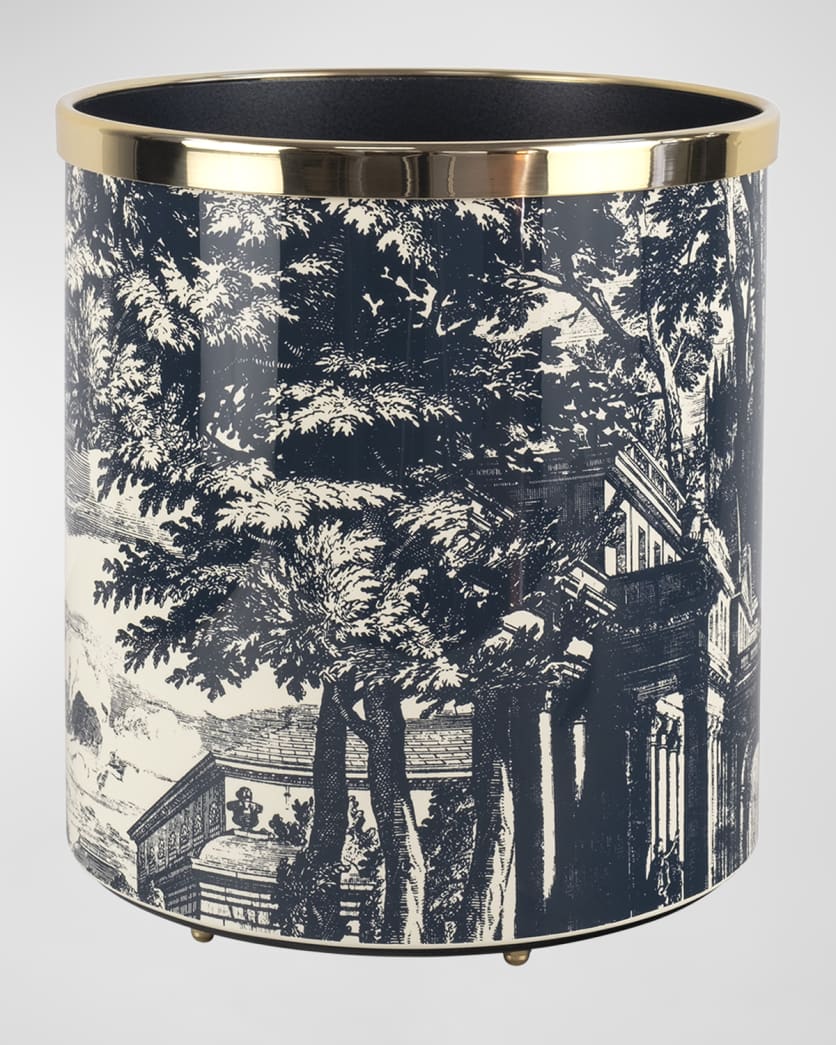 Fornasetti Paper Basket - Giardino Settecentesco Blue Ivory | Neiman Marcus