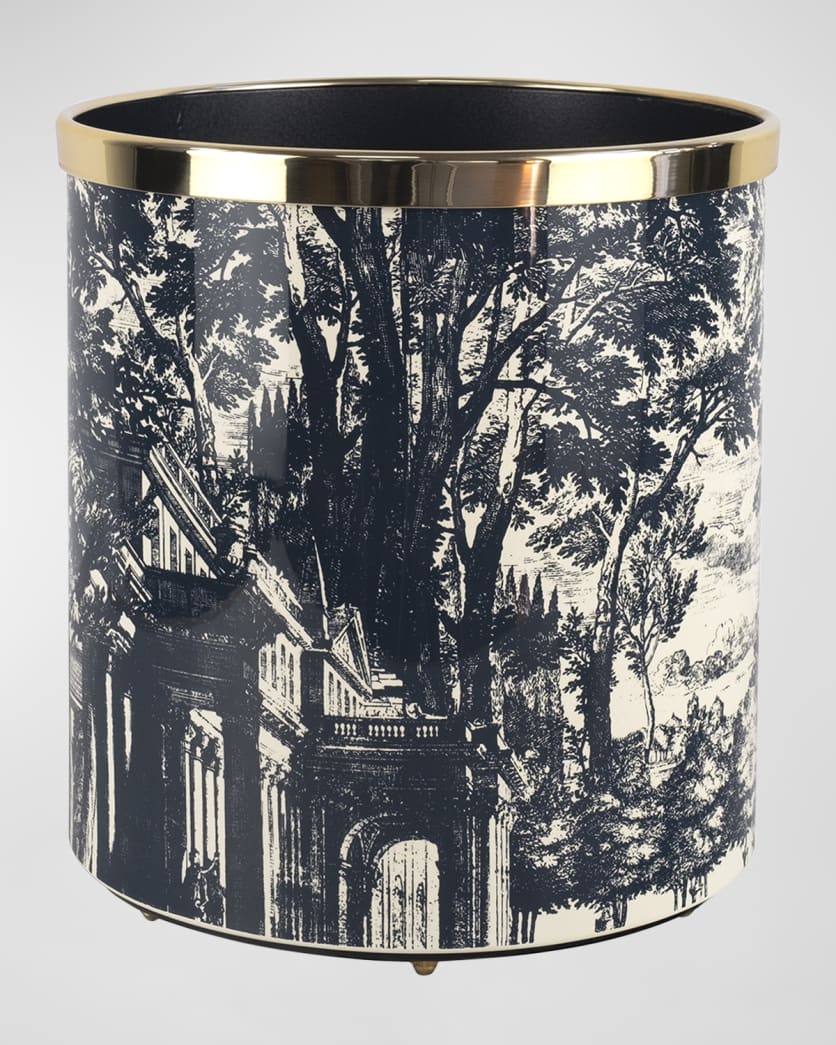 Fornasetti Paper Basket - Giardino Settecentesco Blue Ivory | Neiman Marcus