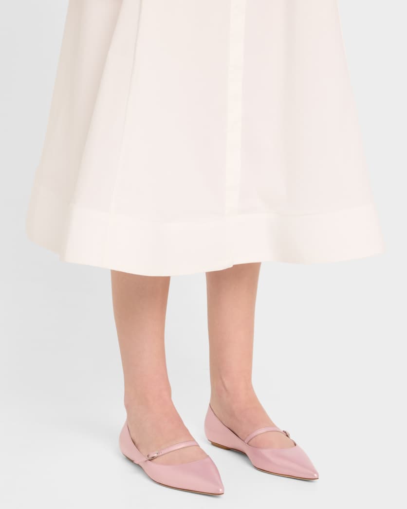 Stuart Weitzman Emilia Metallic Mary Jane Ballerina Flats | Neiman Marcus