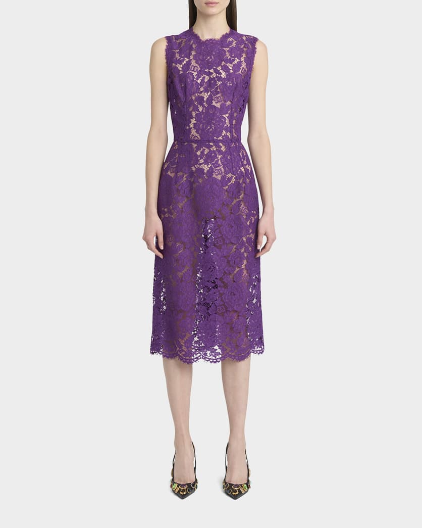 Dolce&Gabbana Floral Lace Midi Dress | Neiman Marcus