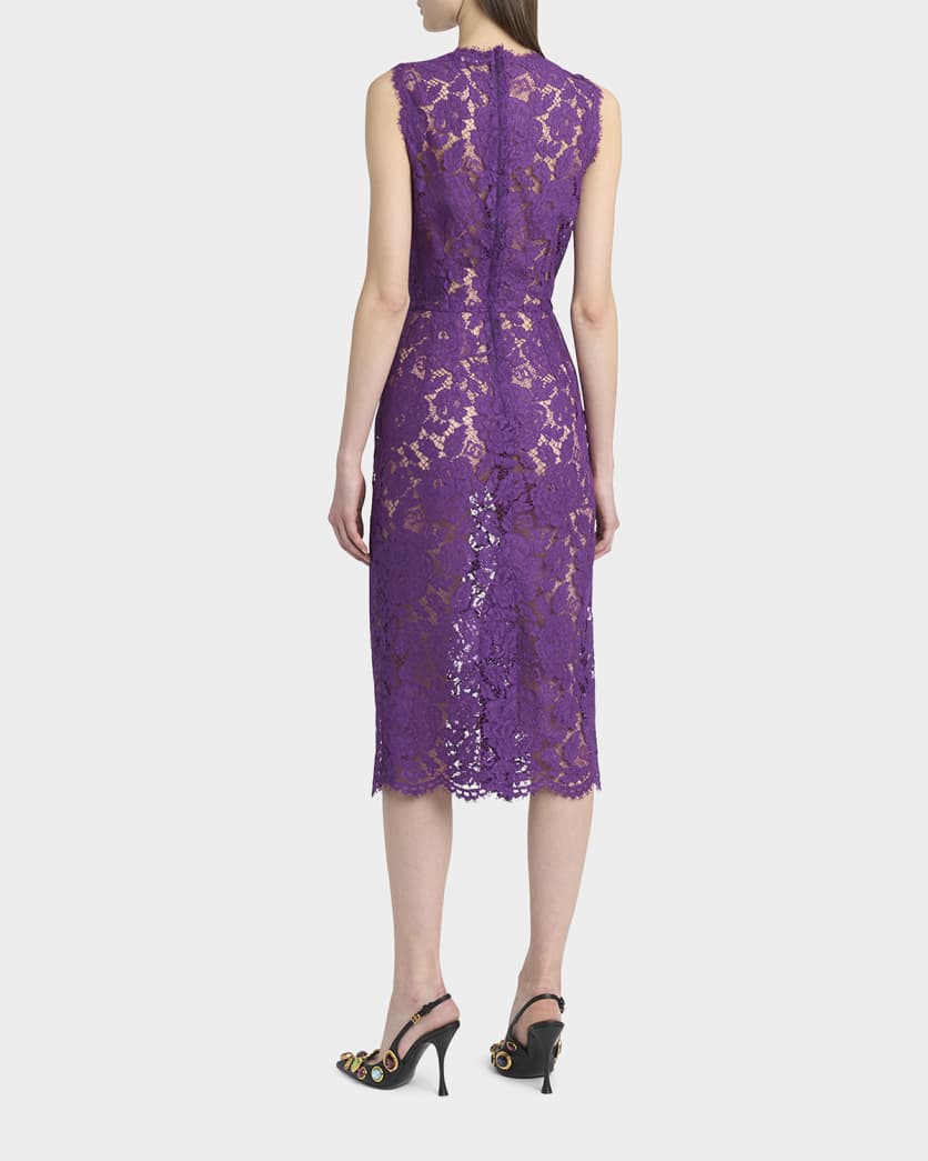 Dolce&Gabbana Floral Lace Midi Dress | Neiman Marcus
