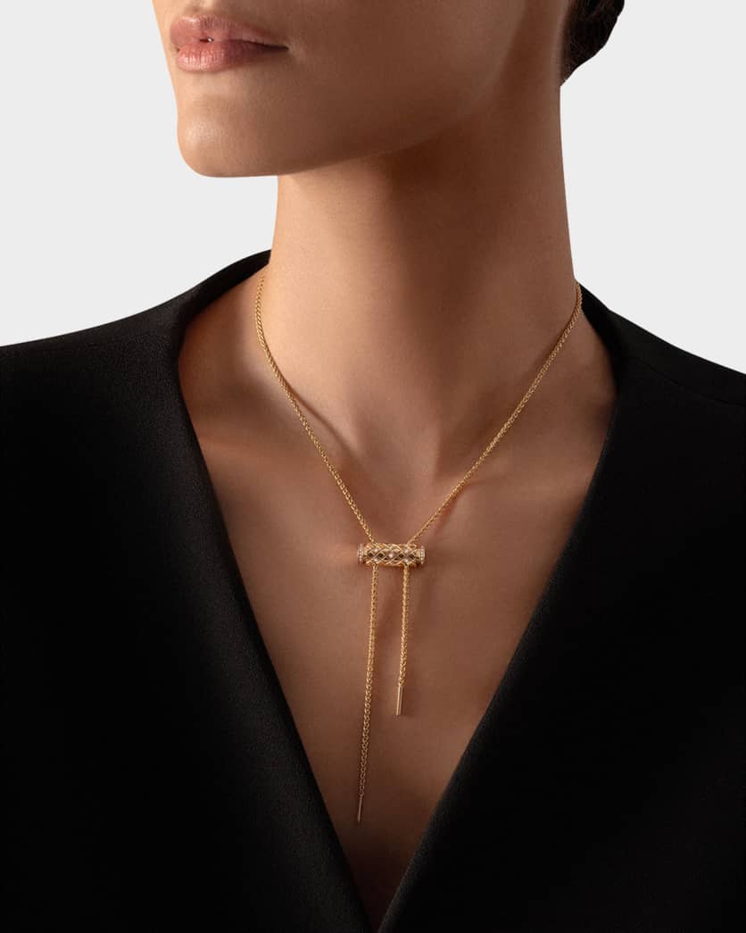 Nouvel Heritage 18K Semi Pave Latch Pendant on MM Chain Necklace ...