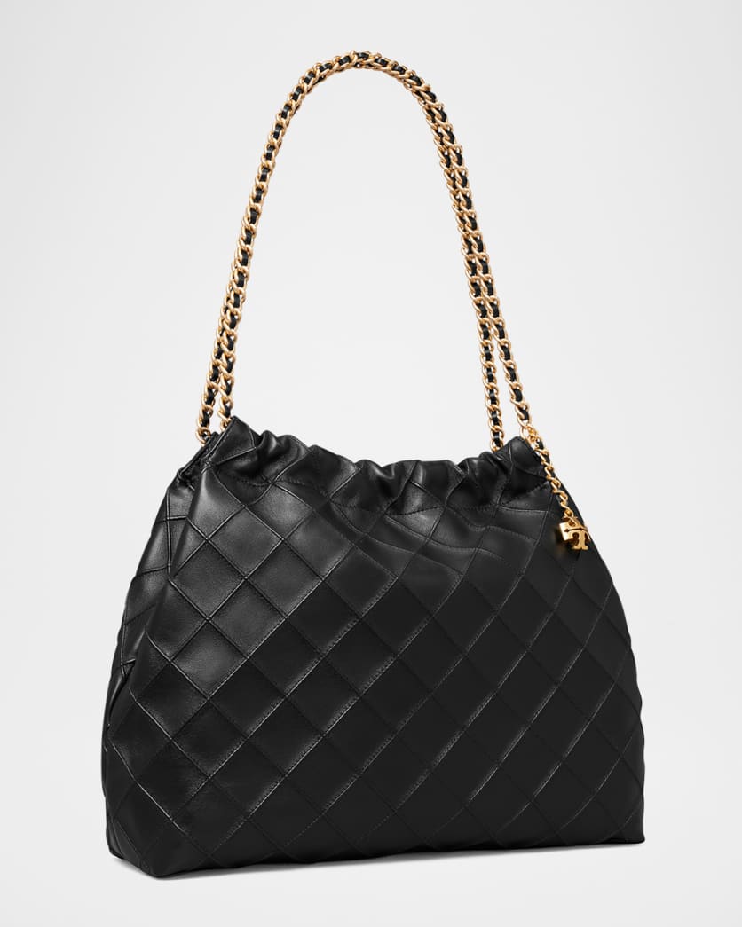 Tory Burch Fleming Chain Quilted Leather Hobo Bag | Neiman Marcus