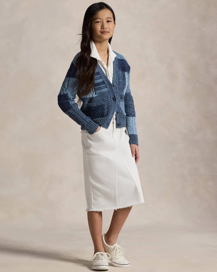 Polo Ralph Lauren Girl's Cotton Patchwork Cardigan Sweater, Size S-XL ...