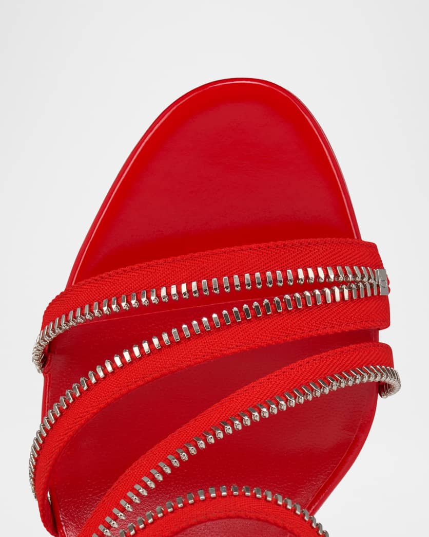 Christian Louboutin 80mm Meryl Zip Strass Leather Sandals | Neiman Marcus