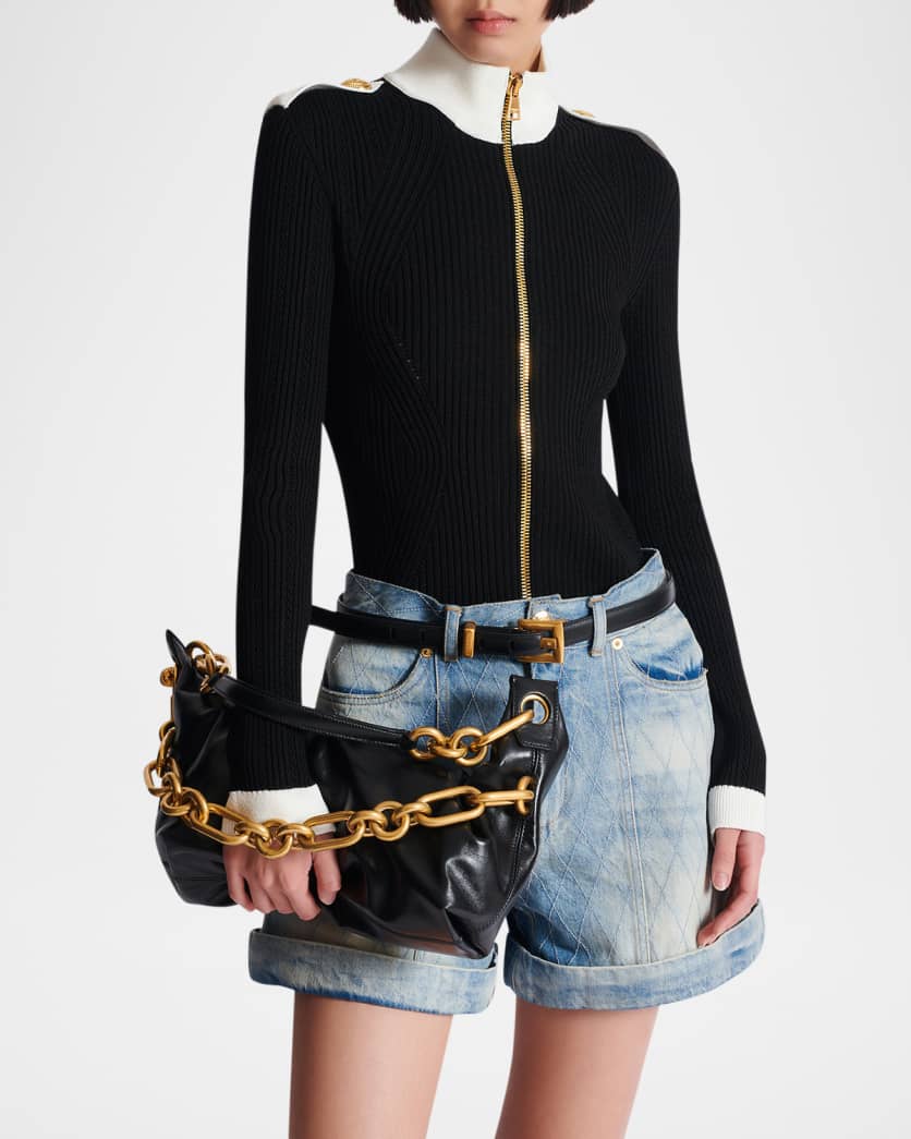 Balmain Sync Medium Chain Shoulder Bag in Calfskin | Neiman Marcus