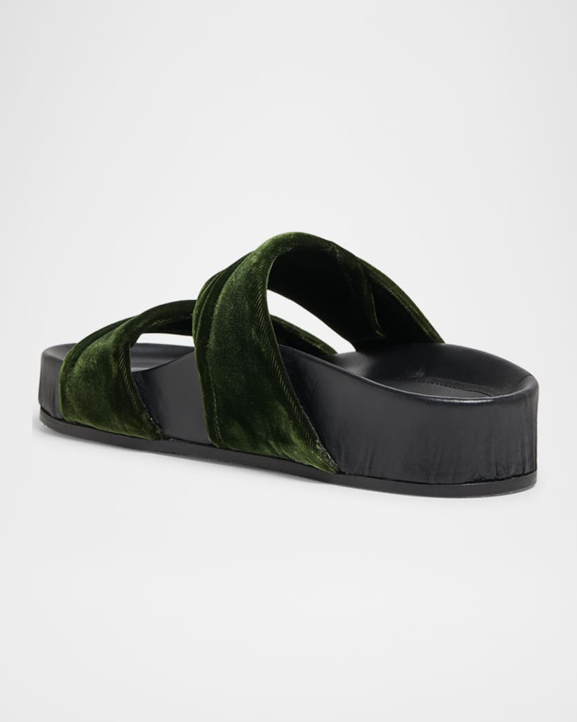 Dries Van Noten Velvet Platform Slide Sandals | Neiman Marcus