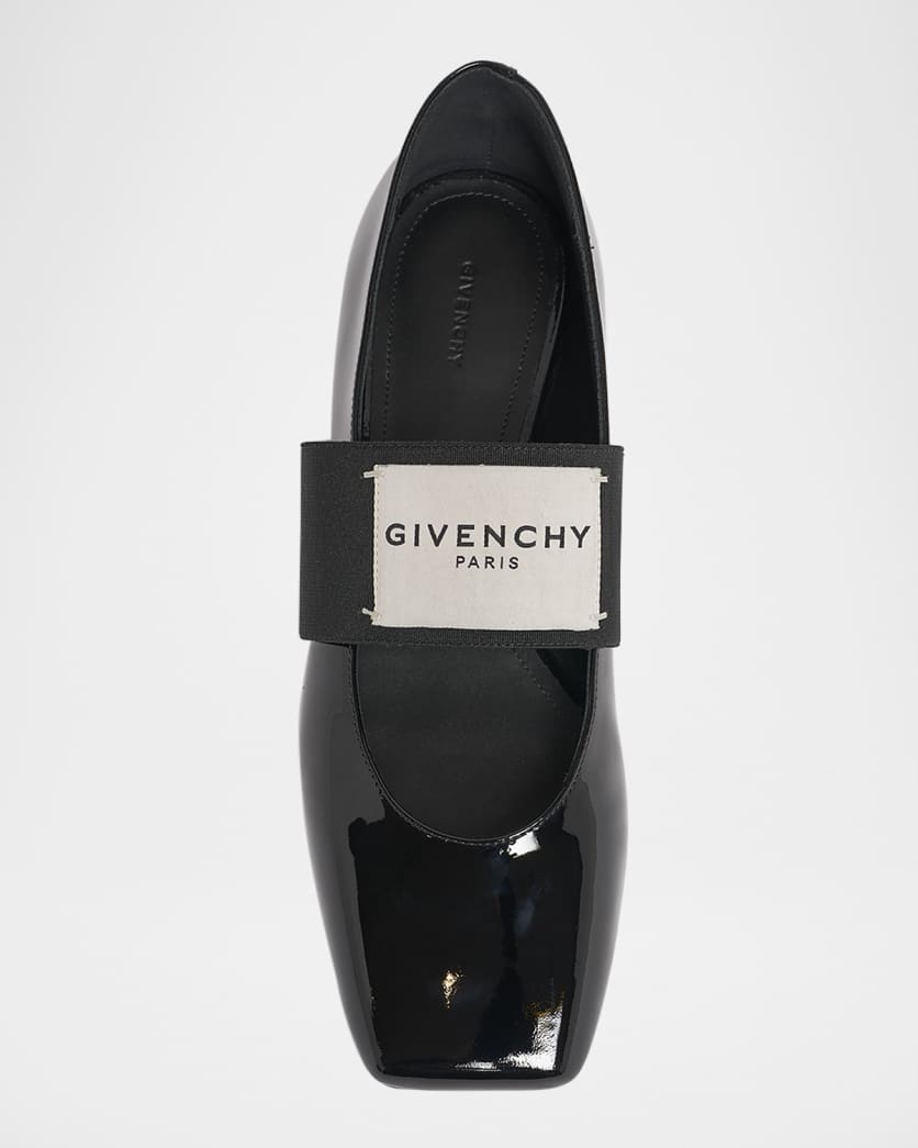 Givenchy Sliced Square Label Patent Leather Ballerina Flats | Neiman Marcus