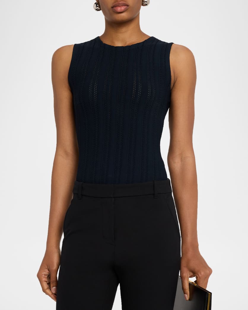 Adam Lippes Brynn Pointelle Knit Sleeveless Top | Neiman Marcus