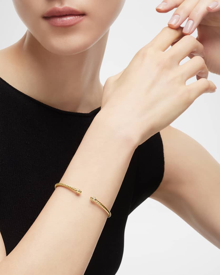 David Yurman Cablespira Bracelet with Diamonds in 18K Gold, 3mm ...