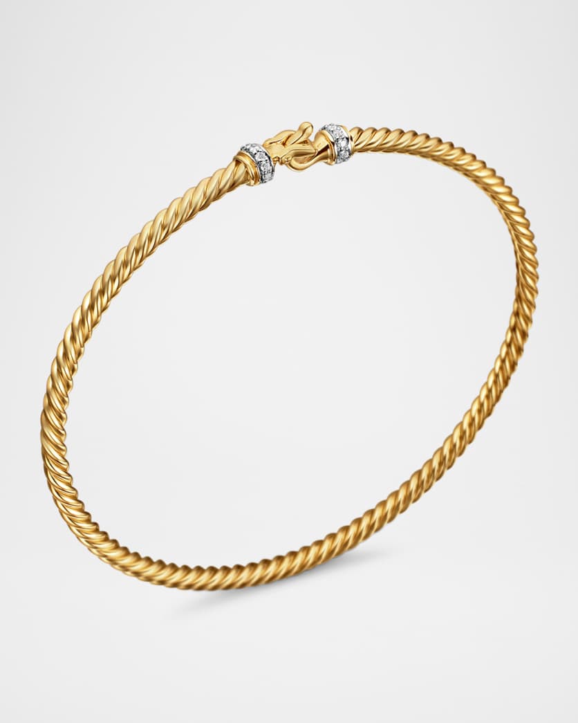 David Yurman Cable Buckle Bracelet with Diamonds and 18K Gold, 2.6mm ...