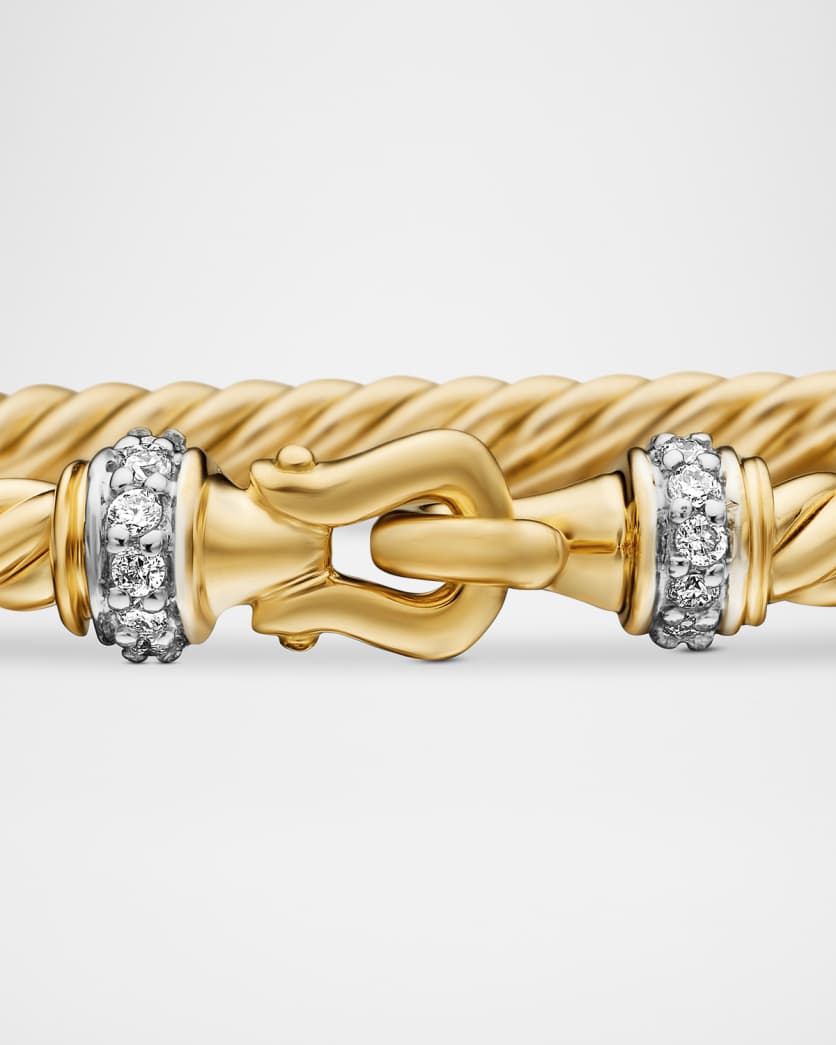 David Yurman Cable Buckle Bracelet with Diamonds and 18K Gold, 2.6mm ...