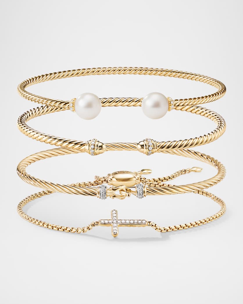 David Yurman Cable Buckle Bracelet with Diamonds and 18K Gold, 2.6mm ...