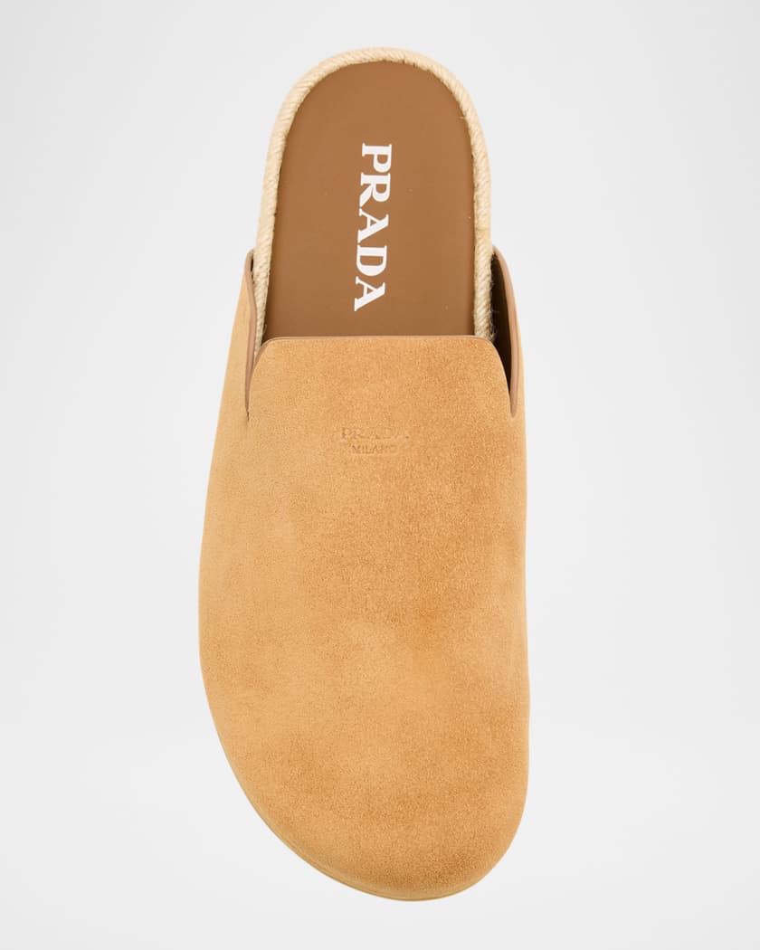 Prada Men's Espadrillas Suede Espadrille Mules | Neiman Marcus Prada Men's Espadrillas Suede Espadrille Mules | Neiman Marcus