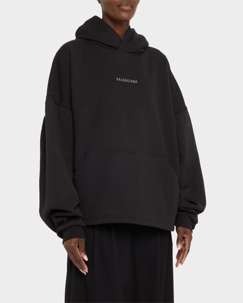 Balenciaga Logo Embellished Cropped Hoodie | Neiman Marcus Balenciaga Logo Embellished Cropped Hoodie | Neiman Marcus