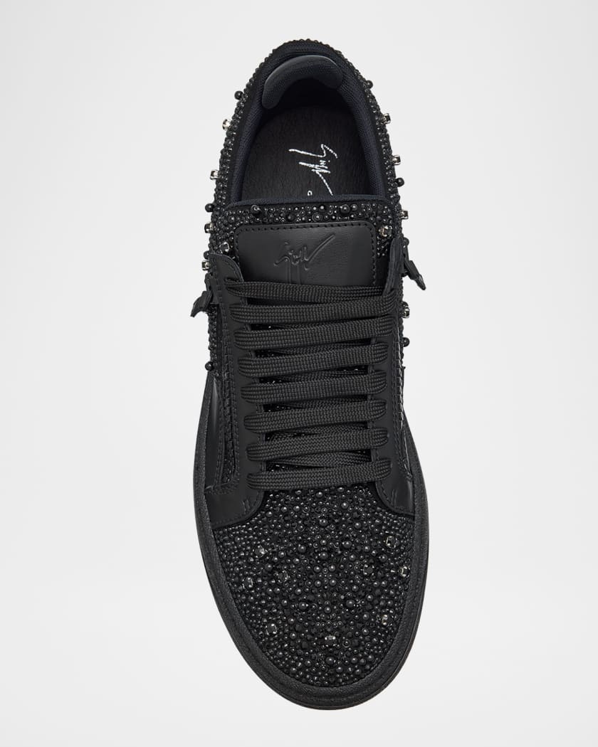Giuseppe Zanotti Men's Alicante Leather and Crystal Low-Top Giuseppe Zanotti Men's Alicante Leather and Crystal Low-Top