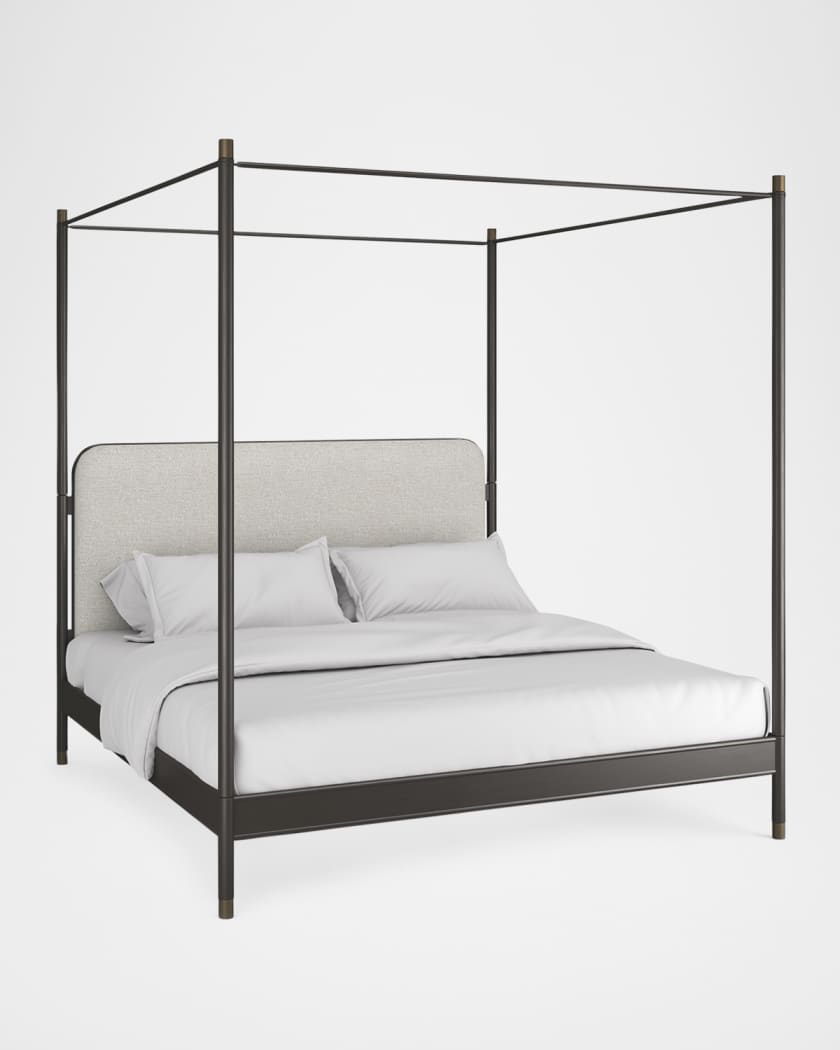 Caracole Classic Campaign King Bed with Canopy Brushed Deep Bronze