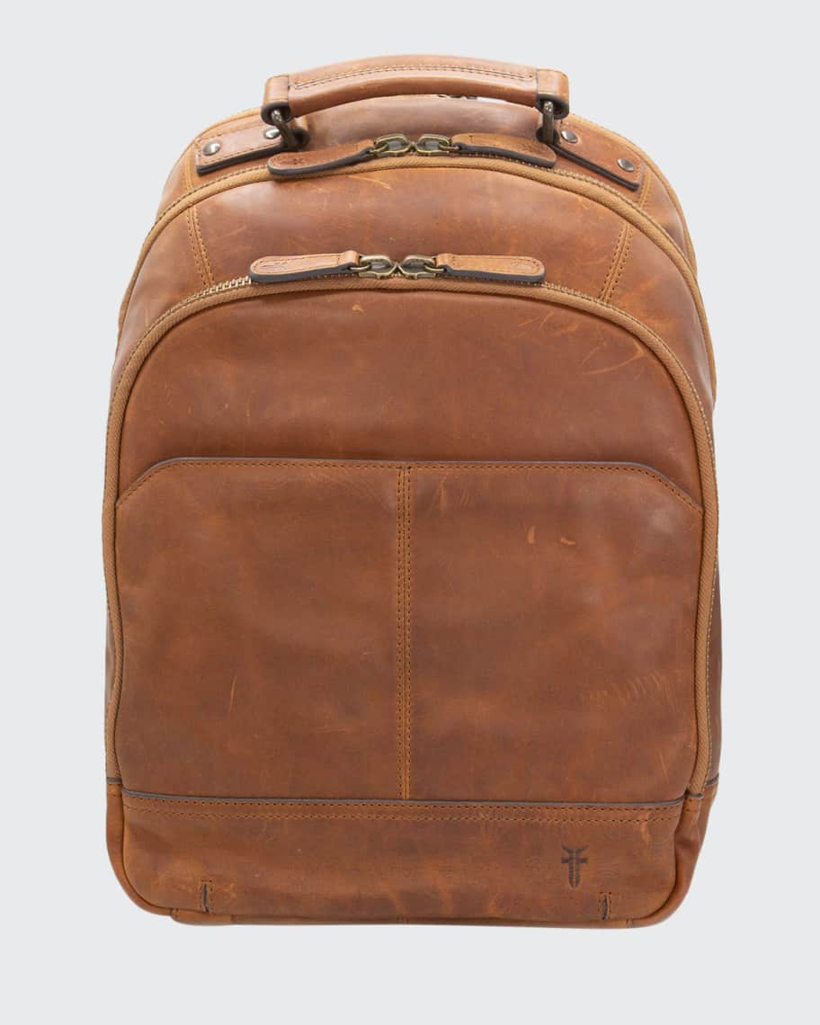 Frye Men's Logan Leather Multi-Zip Backpack | Neiman Marcus
