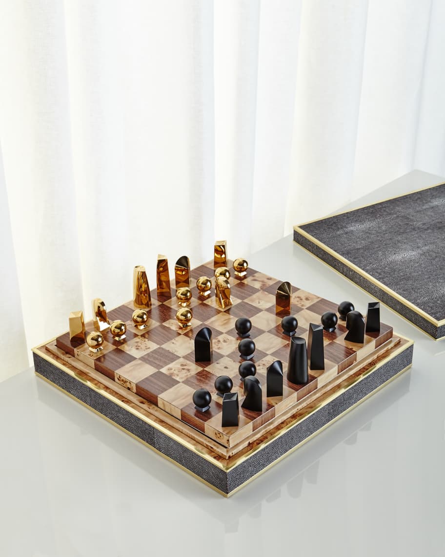 AERIN Faux Shagreen Chess Set | Neiman Marcus