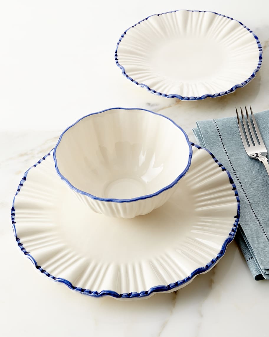 12-Piece Blue-Rim Fluted Dinnerware Service | Neiman Marcus